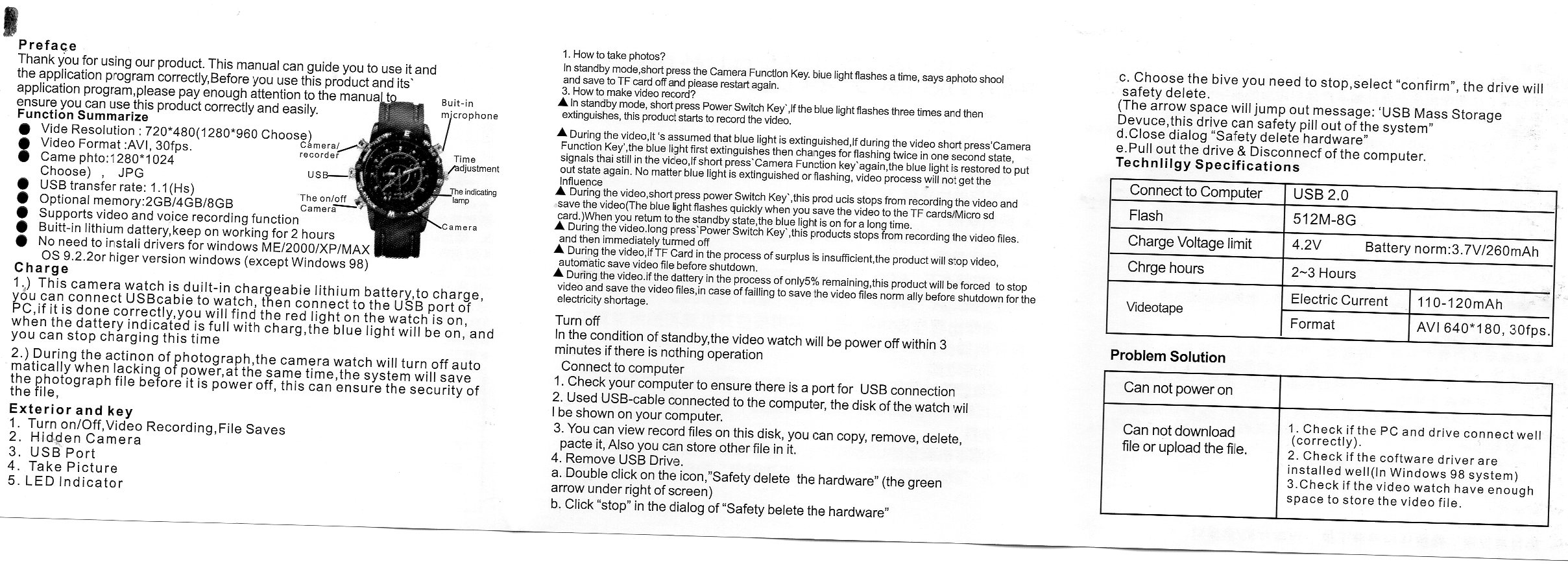 Spy Gadget Product Instructions