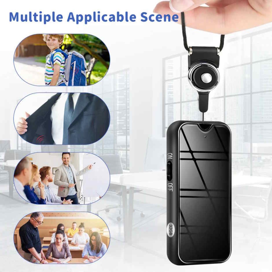 32GB Portable, Magnetic Voice Recorder with Voice Activation
