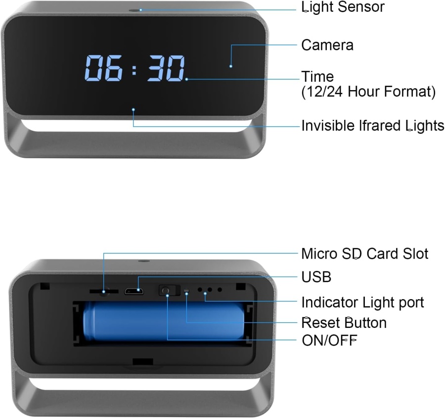 4K Wifi Clock Camera with Wide Angel Lens, Night Vision and Motion ...