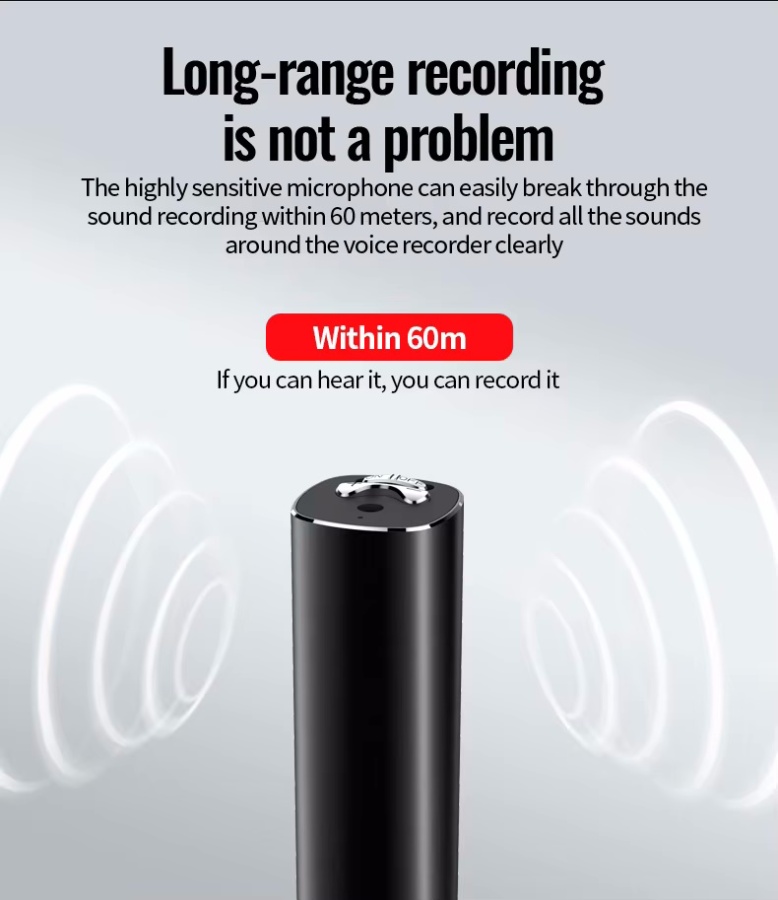 600 Hour Battery Voice Recorder with Long Distance Capture