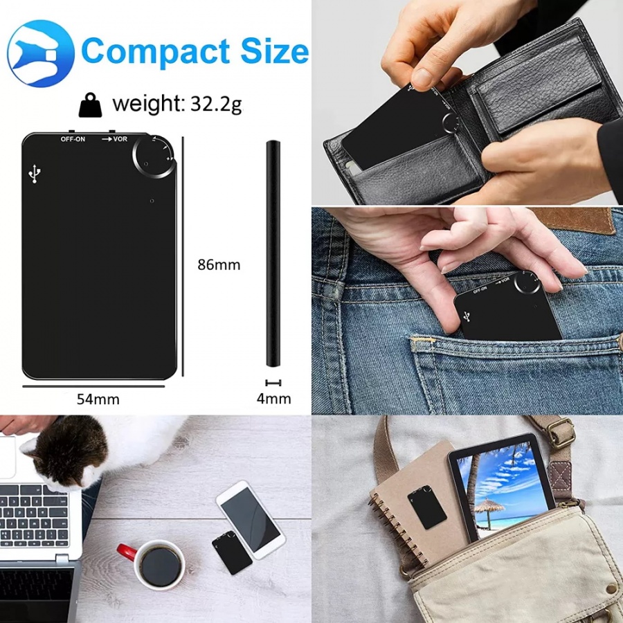Credit Card Sized Voice Recorder with Voice Activation