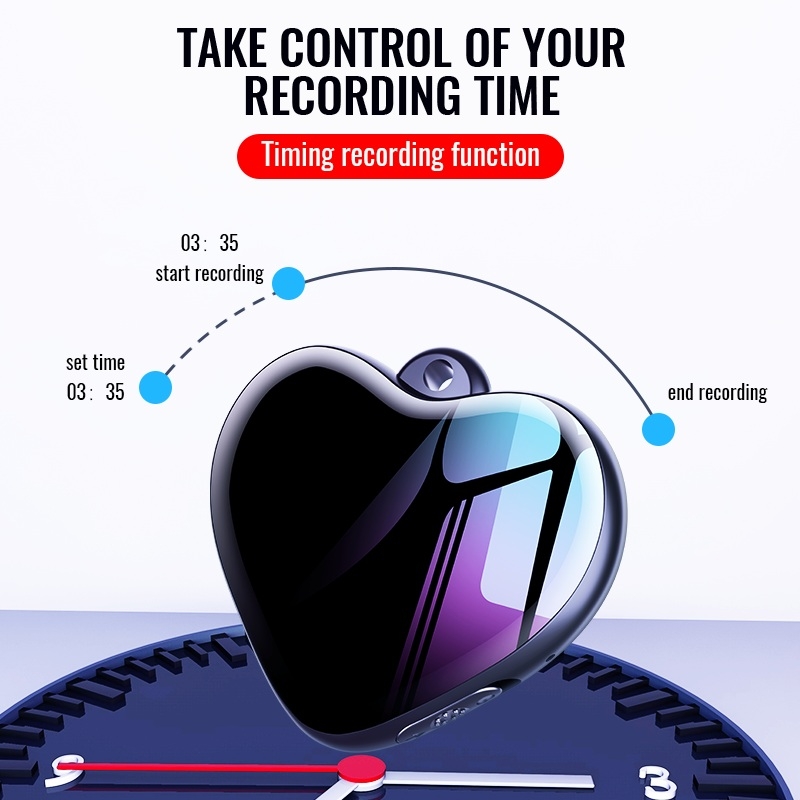 Heart Voice recorder with 60 Hour Battery and Voice Activation